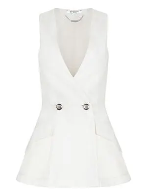 Givenchy Sleeveless Double Breasted Blazer Vest - Ivory White