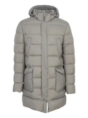 Herno Quilted Hooded Puffer Coat With Detachable Hood - Gray