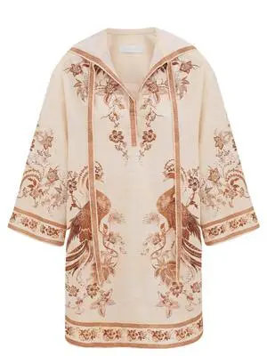 Zimmermann Embroidered Hooded Dress - Nude