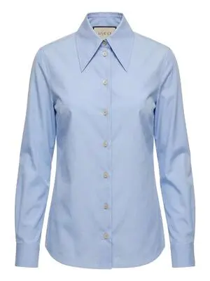 Gucci Curved Hem Buttoned Shirt - Blue
