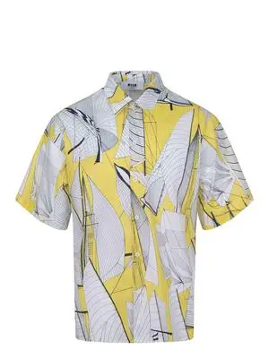 MSGM Graphic Printed Short Sleeved Shirt - Gray