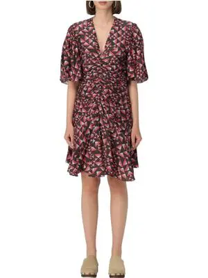 ISABEL MARANT ÉTOILE Isabel Marant Geometric Print Ruffled Mini Dress
