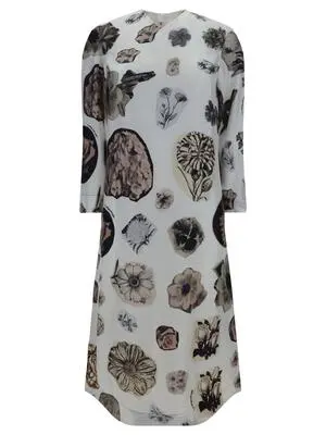 Marni Graphic Print Long Sleeve Dress - Gray