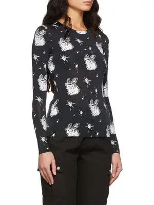 We11Done Graphic Print Long Sleeve T-shirt - Black