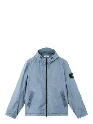Stone Island Logo Patch Hooded Jacket - Avio  Blue
