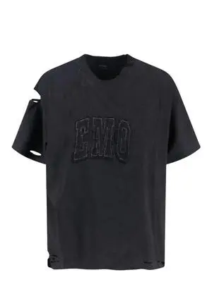 Balenciaga Balenciaga Distressed Detailed Crewneck T-Shirt Blk