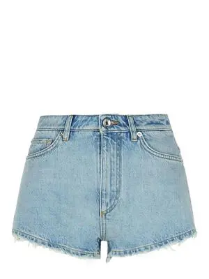 Dolce & Gabbana Distressed Denim Shorts With Contrasting Stitching - Blue