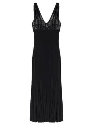 Dolce & Gabbana Lace Trim Spaghetti Strap Dress - Black