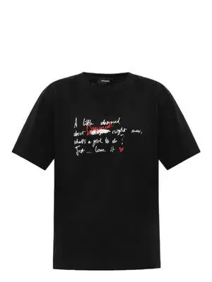 Dsquared2 Logo Embroidered Crewneck T-shirt - Black