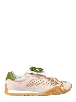 Fendi Wave Pulse Satin And Suede Lace-up Sneakers - Pink