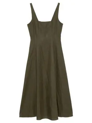 TWINSET Square Neck Midi Dress With Fixed Shoulder Straps - Brown