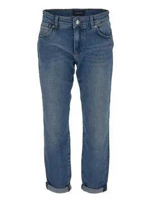 Sportmax Logo Patch Turn-up Hem Jeans - Blue