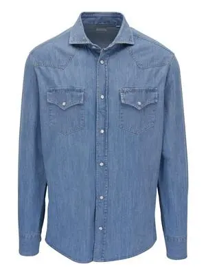 Brunello Cucinelli Long Sleeved Denim Shirt - Blue