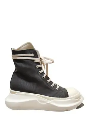 Rick Owens High Top Canvas Sneakers With Side Zipper And Tie Fastening - Black