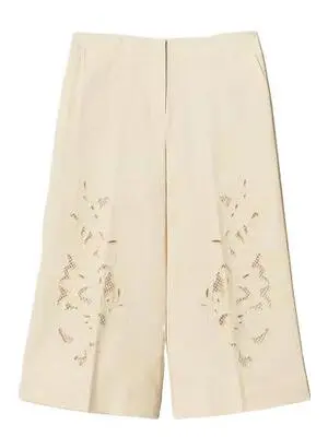 TWINSET Twinset Cropped Broderie Wide-Leg Pants