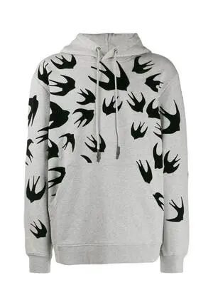 Alexander McQueen Flock Swallow Hoodie - Gray