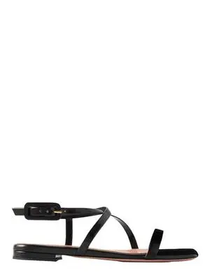 GIANVITO ROSSI Square Toe Criss-cross Strap Flat Sandals - Black