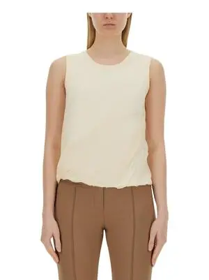 Helmut Lang Jersey Bubble Tank Top - White