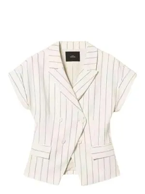 TWINSET Double-breasted Pinstriped Vest - White