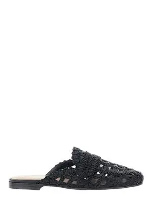 TWINSET Woven Openwork Flat Mules - Black