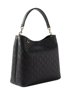 Gucci Embossed Shoulder Bag - Black