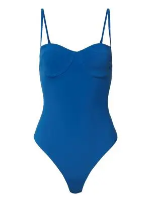 ANINE BING Sleeveless Logo Jumpsuit With Adjustable Straps - Blue