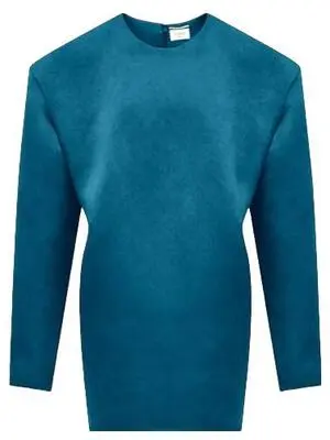 Saint Laurent Crewneck Long-sleeved Dress - Blue