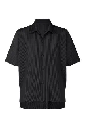 Issey Miyake Homme Plissé Short Sleeved Pleated Buttoned Shirt - Black