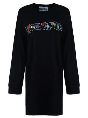 Moschino Embroidered Long Sleeve Dress - Black