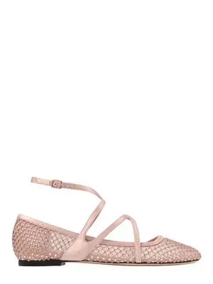 JIMMY CHOO Astoria Flat Ballet Ballerinas With Adjustable Buckles - Macaron/crystal