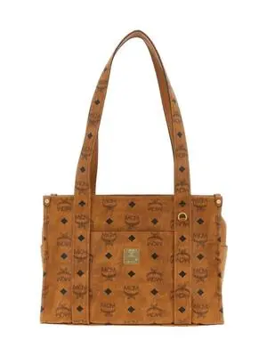 Mcm Monogram Printed Shoulder Bag - Brown
