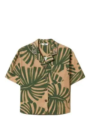 TWINSET Tropical Print Embellished Shirt - Green
