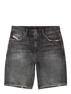 DIESEL® D-fin Distressed Denim Shorts - Black