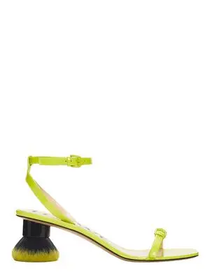 Loewe Petal Brush Heel Sandal In Patent Lambskin - Yellow