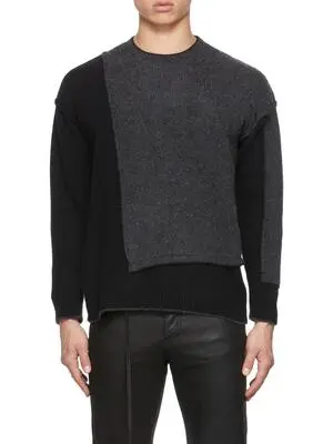 Isabel Benenato Asymmetrical Fine Knit Sweater - Black