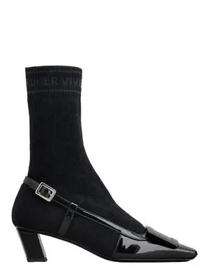 ROGER VIVIER Roger Vivier Belle Vivier Sock Lacquered Buckle Ankle Boots