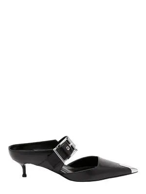 Alexander McQueen Punk Buckle Pointed Toe Mules - Black