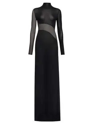 Alaïa Mesh-panel Maxi Dress - Black