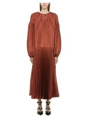 Valentino Garavani Pleated Maxi Dress - Brown