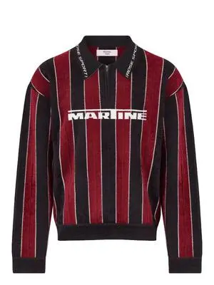 Martine Rose Sporty Logo Polo In Burgundy - Black