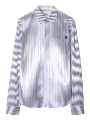 Burberry Logo Embroidered Striped Shirt - Iris/chalk