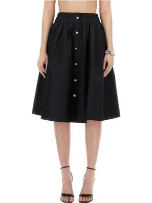 Moschino Pleated Logo Skirt - Black