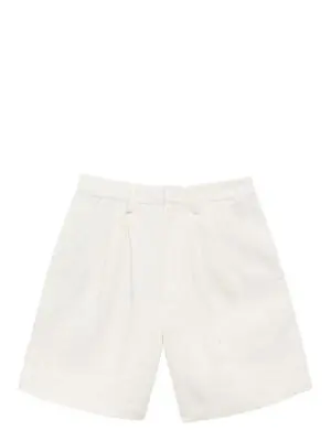 ANINE BING Carrie Pleated Linen Shorts - Eggshell White