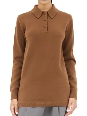 Dries Van Noten Ribbed Trim Knitted Polo Top - Brown