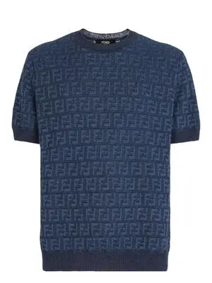 Fendi All-over Ff Motif Crewneck Jumper - Blue