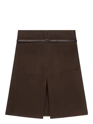 COURREGES Courrèges Belted Knee-Length Bermuda Shorts Chocolate