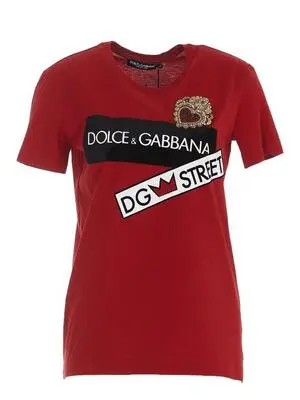 Dolce & Gabbana Embellished Logo Print T-shirt - Red