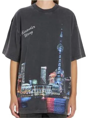 Alexander Wang Shanghai Skyline Graphic T-shirt - Black