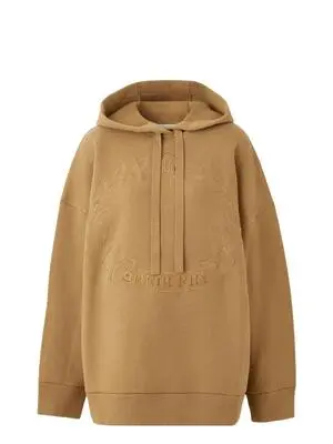 Burberry Embroidered Oak Leaf Crest Drawstring Hoodie - Brown