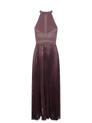 TWINSET Pleated Open-back Maxi Dress - Black